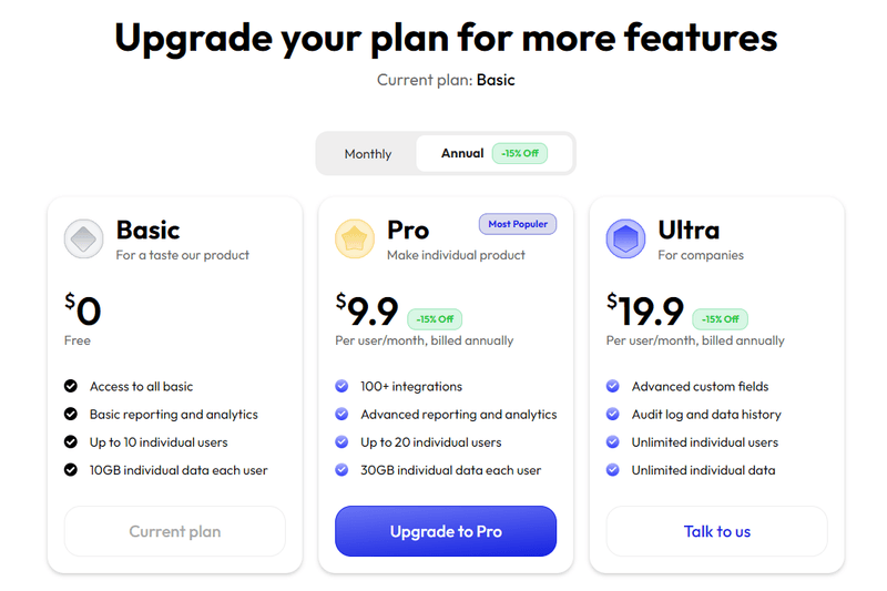 Upgrade Plan Design | Free Webflow Component